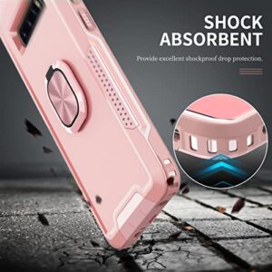 Petocase for Samsung Galaxy S10 Plus Case Heavy Duty Full Body Shockproof Kickstand with 360° Ring Holder Support Car Mount Hybrid Bumper Silicone Hard Back Cover for Samsung S10 Plus Rose Gold