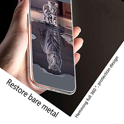 Phone Case for Google Pixel 6a (6.20") with [1 X Tempered Glass Screen Protector], HHUAN Clear Soft Silicone Bumper Cover, for Google Pixel 6a TPU Shockproof Shell - Cat and Tiger