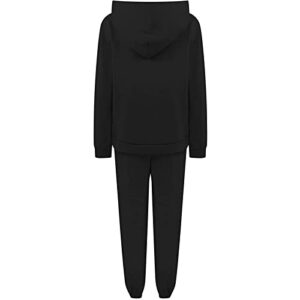 Hemlock Women 2 Piece Outfit Set Solid Color Tracksuit Fall Winter Sweatsuit Women Tops Hood Pullover Long Pants Lounge Wear