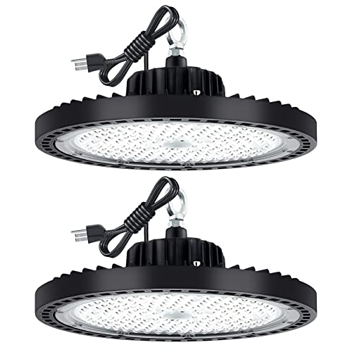 Atocif Led High Bay Light 200W 29,000lm 5000K Daylight, 2PCS LED Shop Lights with US Plug 6’ Cable, Commercial Industrial LED Lights for Shop Warehouse Workshop Garage Factory Lowbay Area