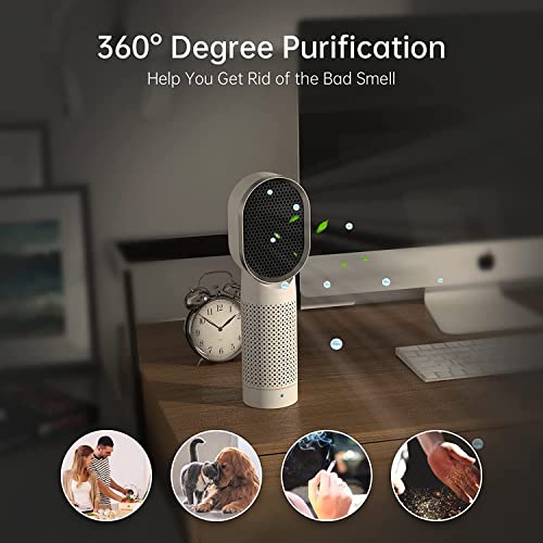 LASIEYO Small Air Purifier, True H13 HEPA Filter Cleans, Office Desktop Air Purifier with Ionizer Generator for Cleaning Smoke, Dust, Mold Pollen in Bedroom & Room,White