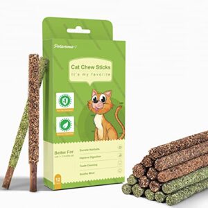 potaroma 12pcs natural silvervine sticks catnip sticks, catmint silvervine blend, catnip toys for kittens teeth cleaning, matatabi dental care cat treat toys, edible kitty toys for cats lick