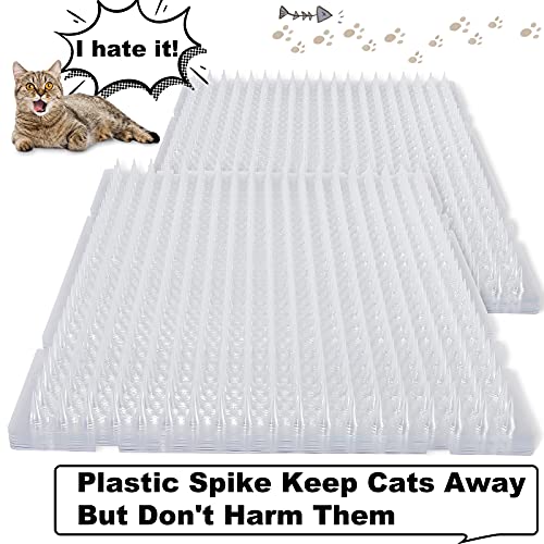 16 Pack Cat Repellent Outdoor Mat Cats Dogs Plastic Mats with Spikes Bendable Spiked Deterrent Training PET Mat Cat Repellent Mats for Indoor Outdoor Supplies, 18.3 Square Feet, 16 x 13 Inch (Clear)