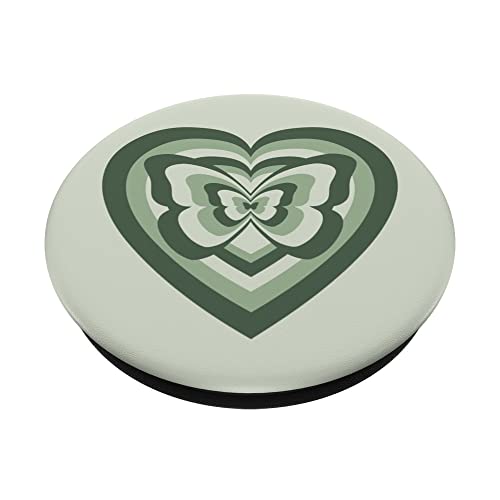 Sage Green Aesthetic Love Heart Coffe Latte Butterfly PopSockets Swappable PopGrip