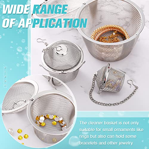 Ultrasonic Cleaner Baskets Ultrasonic Cleaning Solution Ultrasonic Parts Cleaner Jewelry Steam Cleaner Basket Cleaning Small Holder with Lock and Hook Stainless Steel (3 Pieces,1.7, 2.5, 4.3 Inch)