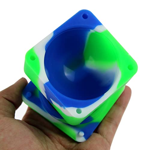 Silicone Wax Container 1 Large 37ml Square Non Stick Multi Purpose Storage Jar Unbreakable Oil Kitchen Box by ooDuo, Blue/Green/White