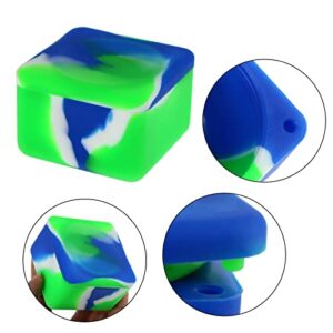 Silicone Wax Container 1 Large 37ml Square Non Stick Multi Purpose Storage Jar Unbreakable Oil Kitchen Box by ooDuo, Blue/Green/White