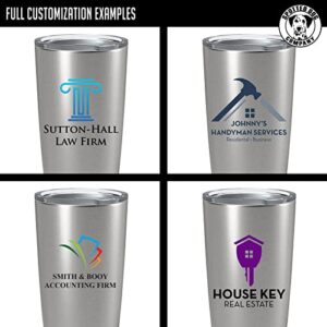 Personalized 20oz Printed Insulated Stainless Steel Tumbler with Lid - Custom Promotional Items with your Logo - Bulk Company Small Business Party Favors (Stainless)