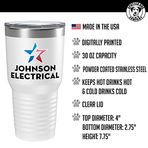 Personalized 30oz (17 Colors) Printed Insulated Stainless Steel Powder Coated Tumbler with Lid - Custom Promotional Items with your Logo - Bulk Company Small Business Party Favors (White)