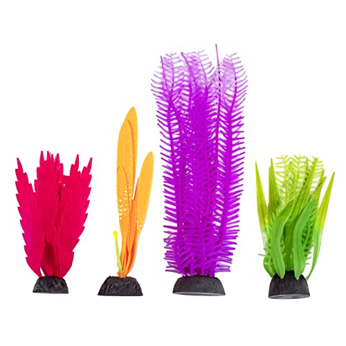 Penn-Plax Aqua-Plants High End Silicone Flow Plant Bundle – Sways with Water Flow – Lifelike Movement with Bright Vibrant Colors – Great for Modern Aquariums - 4pk Bundle