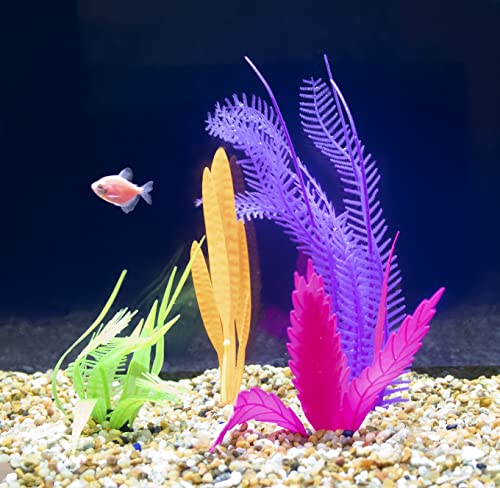 Penn-Plax Aqua-Plants High End Silicone Flow Plant Bundle – Sways with Water Flow – Lifelike Movement with Bright Vibrant Colors – Great for Modern Aquariums - 4pk Bundle