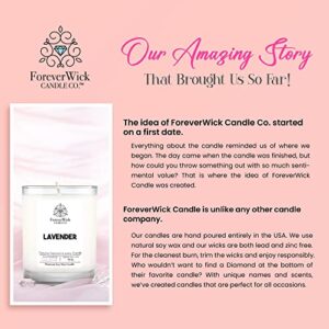 Lavender & Magnolia Surprise Candle with Diamond Inside | Foreverwick Candles | Scented Soy Candles Gifts for Women Aromatherapy Candle Wax | Romance Candles All-Natural Organic Soy Candle 14oz | 70h