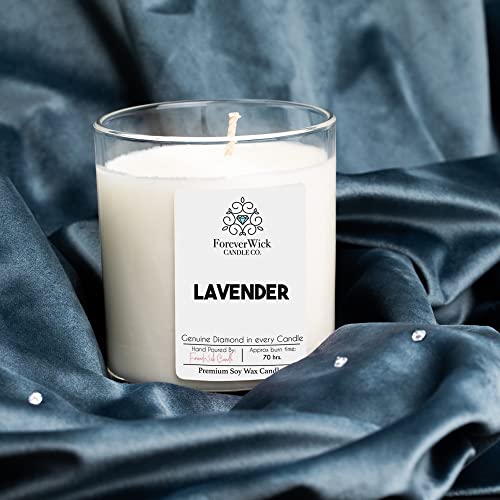 Lavender & Magnolia Surprise Candle with Diamond Inside | Foreverwick Candles | Scented Soy Candles Gifts for Women Aromatherapy Candle Wax | Romance Candles All-Natural Organic Soy Candle 14oz | 70h