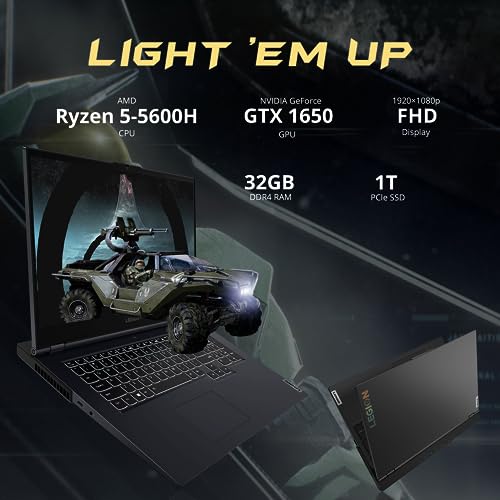 Lenovo 2021 Legion 5 17.3" FHD Gaming Laptop, AMD Ryzen 5-5600H(Beats Intel i7-9750H), 32GB RAM, 1TB PCIe SSD, NVIDIA GeForce GTX 1650, Nahimic 3D Audio, Win 11, Black, 32GB Snowbell USB Card