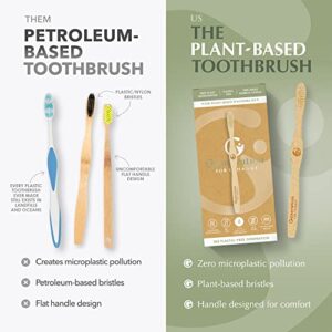 Generation For Change The Plant-Based Toothbrush 4 Pack Adult Soft Sustainable Bamboo Toothbrushes | Biodegradable Plastic Free Bristles Made from Castor Oil | Eco Friendly | Zero Waste Products