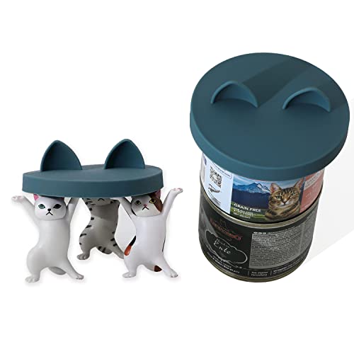 OHMO - 2 Pack Cat Food Can Lids, Small (3 oz) Silicone Can Covers for Pet Food Cans 2.5 oz Cat Food Cans, Dark Blue