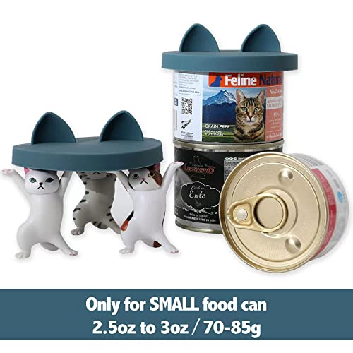 OHMO - 2 Pack Cat Food Can Lids, Small (3 oz) Silicone Can Covers for Pet Food Cans 2.5 oz Cat Food Cans, Dark Blue