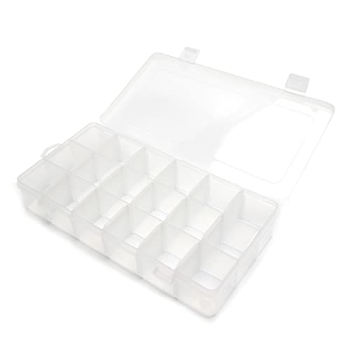 Heyiarbeit Plastic Organizer Container Storage Box Adjustable Divider Removable Grid Compartment, Premium Small Parts Organization(24 grids, Clear x 1)