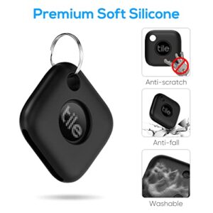 Silicone Case for Tile Mate (2022) with Keychain and Annulus, 4 Pack Anti-Scratch Lightweight Soft Protective Sleeve Skin Cover for Tile Mate (2022) Tracker (Black, White, Red, Blue)