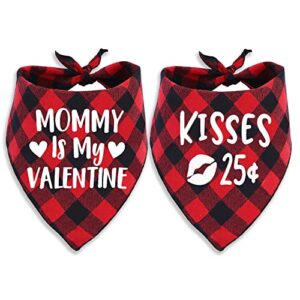 valentine holiday dog bandana, cat red buffalo bandana for large medium small pets puppies (large)