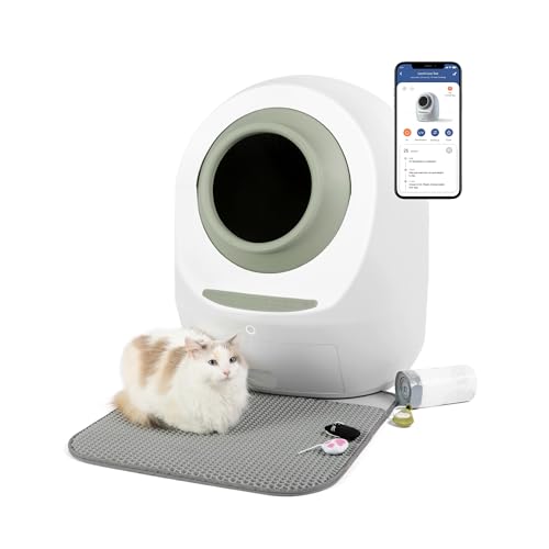 Leo's Loo Too by Casa Leo - No Mess Automatic Self-Cleaning Cat Litter Box Bundle Includes Charcoal Filter, Built-in Scale, Smart Home App with Voice Control