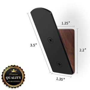 Alxuses Wall Hooks for Hanging - Coat Hooks Wall Mounted - 3 Pack - Towel Hook - Black Walnut Wood Black Metal Hooks - Modern Wall Hook Holder for Hanging Coats, Hats, Bags