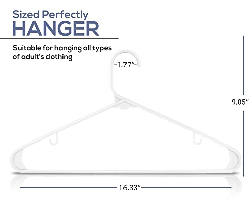 Utopia Home Plastic Hangers 100 Pack - Hangers 50 Pack with Shoulder Grooves & Hangers 50 Pack with Hooks - White Clothes Hangers