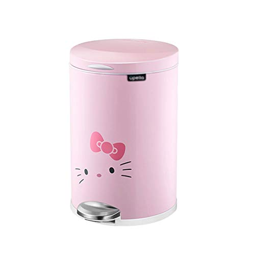 CHENXIANGTA8 Garbage Can Household Stainless Steel Trash Can Foot Pedal Small Paper Basket with Lid Pink Bedroom Kitchen Living Room Bathroom for Girls Garbage Cans for Kitchen