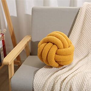 Naibyuki Lamb Wool Knot Ball Pillow Home Decor Cushion Lamb Wool Throw Pillow Cushion Handmade Round Pillow Bedroom Decor Waist Cushion Pillow for Couch Car Office (Ginger,Diameter:8.6 inches)