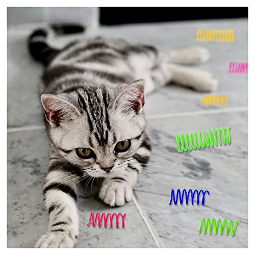 Andiker Cat Toys for Indoor Cats, 4 Big Cat Springs & 8 Small Springs Cat Interactive Toy for Swatting, Biting, Hunting Cat Creative Toy to Kill Time and Keep Fit Colorful Plastic Spring (12pc)