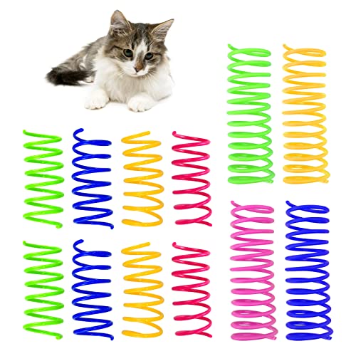 Andiker Cat Toys for Indoor Cats, 4 Big Cat Springs & 8 Small Springs Cat Interactive Toy for Swatting, Biting, Hunting Cat Creative Toy to Kill Time and Keep Fit Colorful Plastic Spring (12pc)