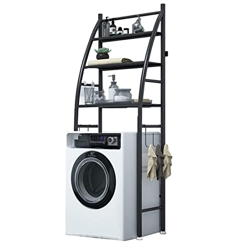 WLLLL 3-Tier Laundry Room Shelf Over The Toilet/Washing Machine Storage Rack, Adjustable Organizer Stand,for Laundry Room,Toilet,Black,White