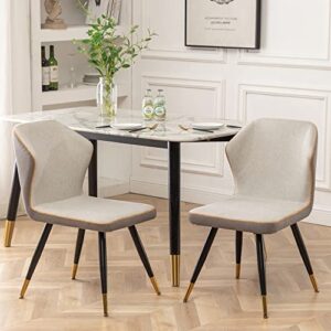 apeaka modern upholstered dining chairs set of 2, armless kitchen dining room side chairs, home desk chair with metal legs gray