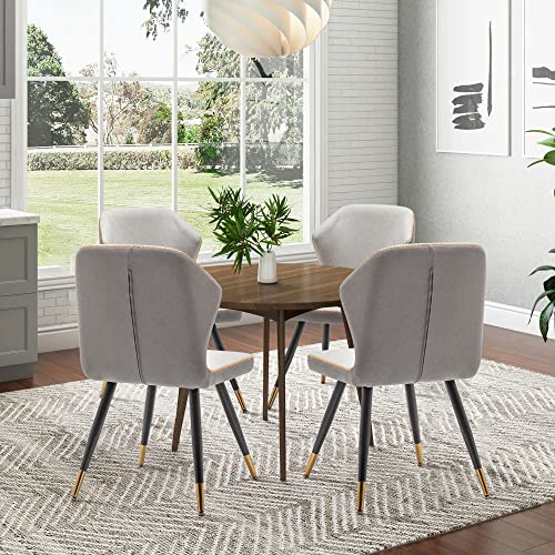 Apeaka Modern Upholstered Dining Chairs Set of 2, Armless Kitchen Dining Room Side Chairs, Home Desk Chair with Metal Legs Gray