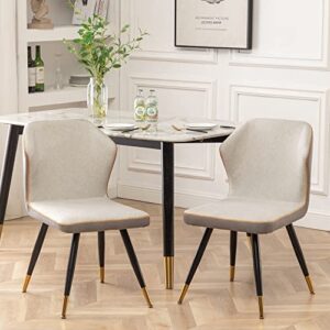 Apeaka Modern Upholstered Dining Chairs Set of 2, Armless Kitchen Dining Room Side Chairs, Home Desk Chair with Metal Legs Gray