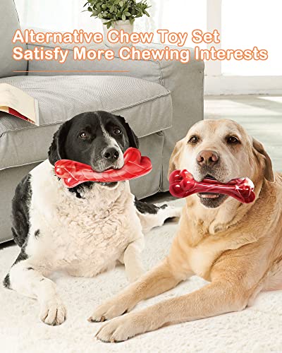 GEE BON 2 Pack Indestructible Dog Toys for Aggressive Chewers - Tough Dog Chew Toys for Aggressive Chewers Large Breed, Nylon Durable Dog Chew Bones with Bacon & Beef Flavor for Medium and Large Dogs