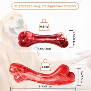 GEE BON 2 Pack Indestructible Dog Toys for Aggressive Chewers - Tough Dog Chew Toys for Aggressive Chewers Large Breed, Nylon Durable Dog Chew Bones with Bacon & Beef Flavor for Medium and Large Dogs