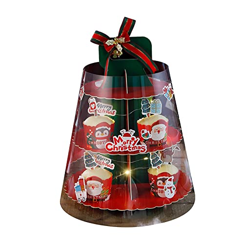 NC Merry Christmas Tower Multilayer Paper Cup Transparent Cup Packaging Box Baking Packaging Box Transparent Merry Christmas Tower 1 Set