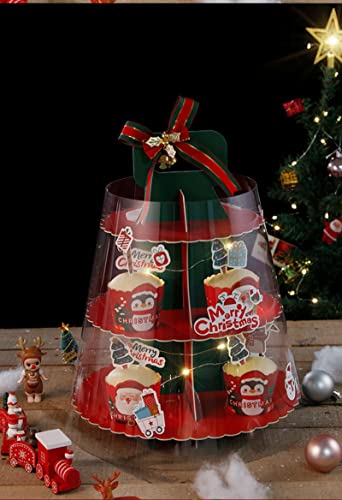 NC Merry Christmas Tower Multilayer Paper Cup Transparent Cup Packaging Box Baking Packaging Box Transparent Merry Christmas Tower 1 Set