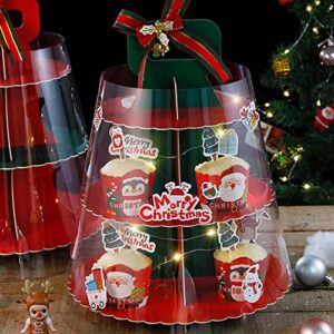 NC Merry Christmas Tower Multilayer Paper Cup Transparent Cup Packaging Box Baking Packaging Box Transparent Merry Christmas Tower 1 Set