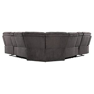 Pemberly Row Traditional 3-PC Chenille Consoles Reclining Sectional in Chocolate