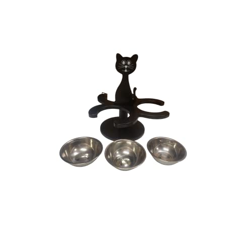 ZENVY Multiple Cat Feeder | Triple Raised Cat Feeder with Removable Bowls