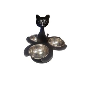 ZENVY Multiple Cat Feeder | Triple Raised Cat Feeder with Removable Bowls