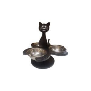 ZENVY Multiple Cat Feeder | Triple Raised Cat Feeder with Removable Bowls