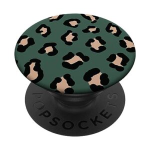 cute animal hunter green cheetah print leopard design popsockets standard popgrip