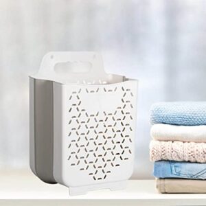 Gazechimp Wall Hanging Folding Laundry Hamper Basket Dirty Clothes Organizer Container Holder -Punch Saving Space for Bathroom Household Hotel, White Medium