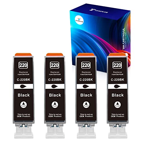 Esiwerjob Compatible PGI-220 Black Ink Cartridge Replacement for 220 BK with iP4600, iP3600, iP4700, MP620, MP640, MP560, MP980, MP990, MX860, MX870 Printer (4 Pack)