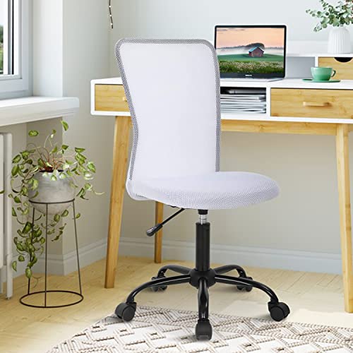 Ergonomic Chairs, Cute Adjustable Armless Office Desk Chair w/Mesh Back & Soft Thick Seat, Comfy Swivel Rolling Cheap Executive Small Computer Task Chair Sillas para Escritorio for Adult Women