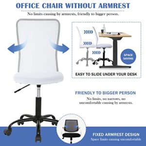 Ergonomic Chairs, Cute Adjustable Armless Office Desk Chair w/Mesh Back & Soft Thick Seat, Comfy Swivel Rolling Cheap Executive Small Computer Task Chair Sillas para Escritorio for Adult Women