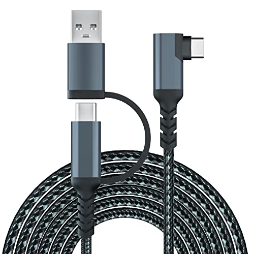 Link Cable 20ft Braided USB C to USB C/A 2 in 1 Type C Cable USB 3.2 Gen1 High Speed Data Transfer & Fast Charging Cable for Quest 2 and Oculus Quest Headset to Gaming PC